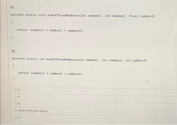 Solved Question 12 2 pts The following method is supposed to | Chegg.com