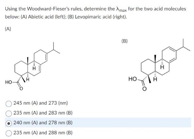 Solved Using the Woodward-Fieser's rules, determine the λmax | Chegg.com