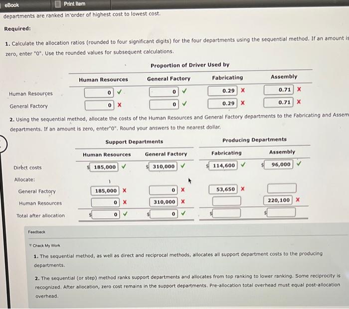 Solved Sequential (Step) Method of Support Department Cost | Chegg.com