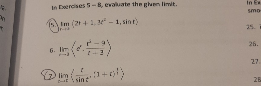 Solved in Ex Ha. In Exercises 5-8, evaluate the given limit. | Chegg.com