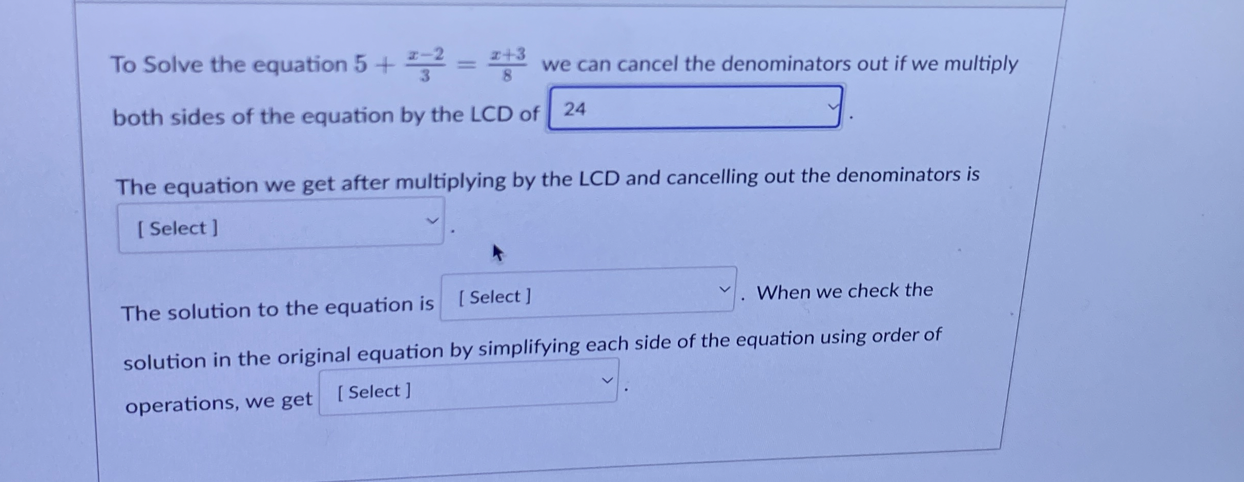 Solved To Solve the equation 5+x-23=x+38 ﻿we can cancel the | Chegg.com