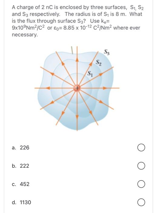 Solved A charge of 2nC is enclosed by three surfaces, S1, S2 | Chegg.com