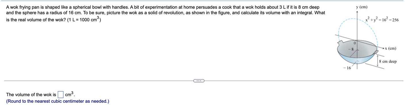 Solved A wok frying pan is shaped like a spherical bowl with | Chegg.com