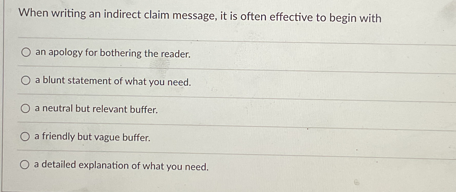Solved When writing an indirect claim message, it is often | Chegg.com