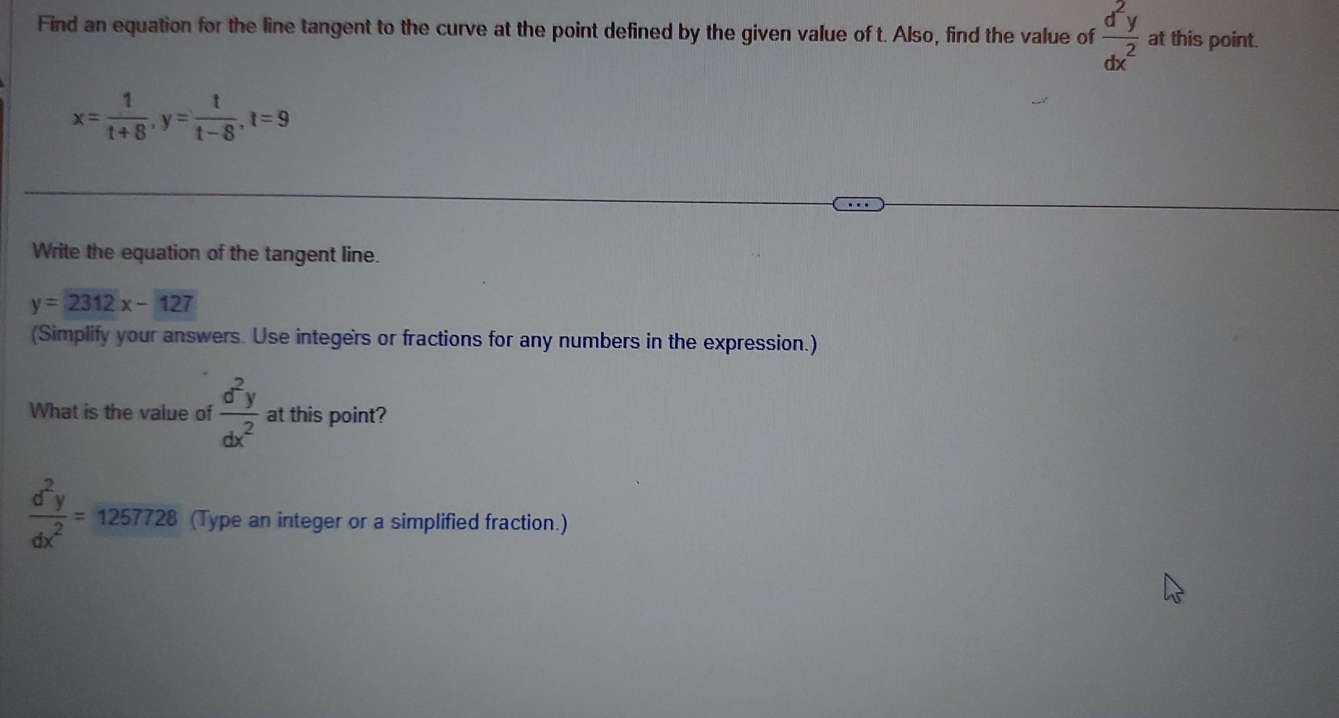 Solved dy Find an equation for the line tangent to the curve | Chegg.com