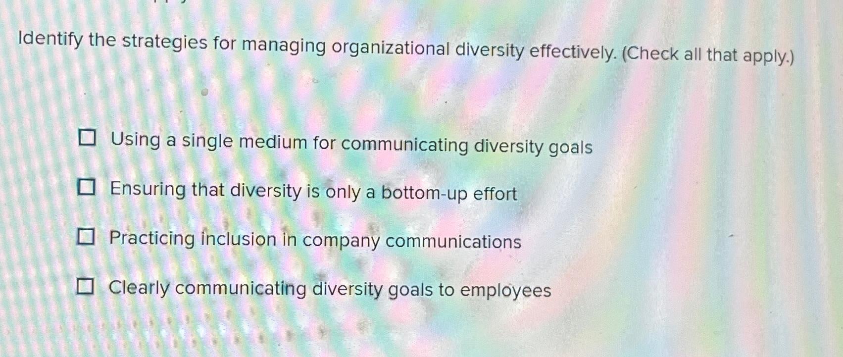 Solved Identify the strategies for managing organizational | Chegg.com