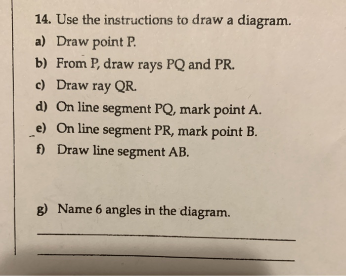 Solved 14. Use the instructions to draw a diagram. a) Draw | Chegg.com