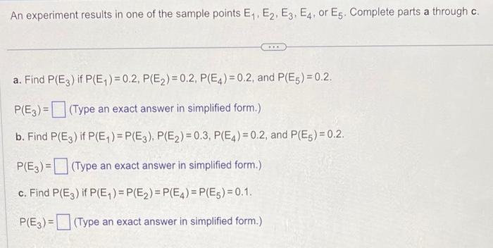 Solved An experiment results in one of the sample points | Chegg.com