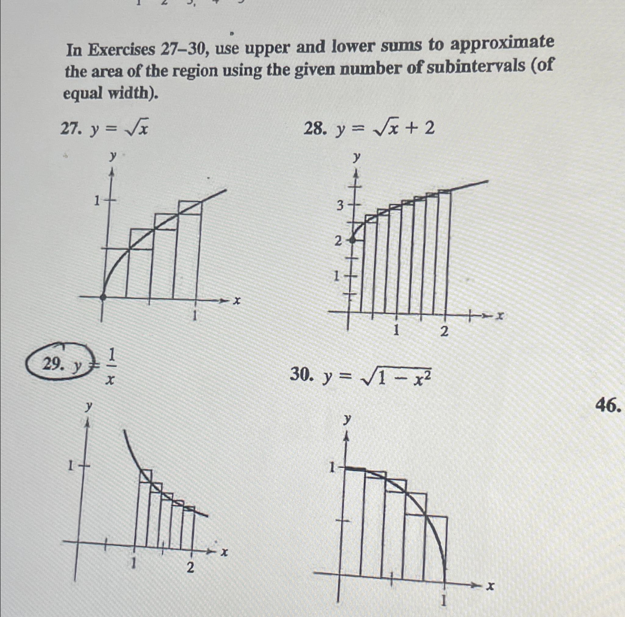 Solved In Exercises 27-30, ﻿use upper and lower sums to | Chegg.com