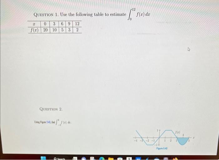 Solved Question 1. Use the following table to estimate | Chegg.com