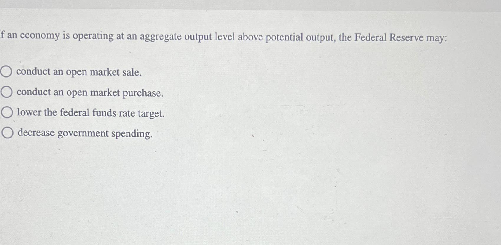 Solved f an economy is operating at an aggregate output | Chegg.com