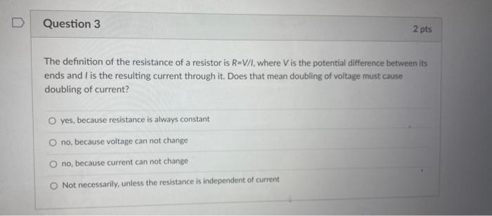 Solved The definition of the resistance of a resistor is | Chegg.com