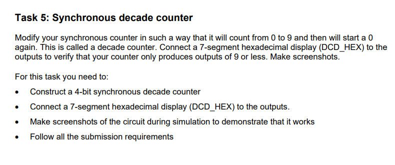 Task 5: Synchronous decade counterModify your | Chegg.com