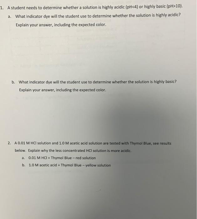 Solved 1. A student needs to determine whether a solution is | Chegg.com