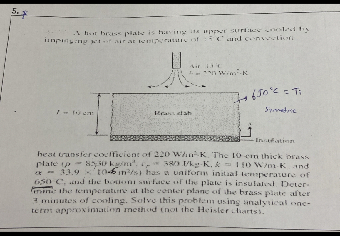 Solved A her brass plate is having its upper surtace sombed | Chegg.com