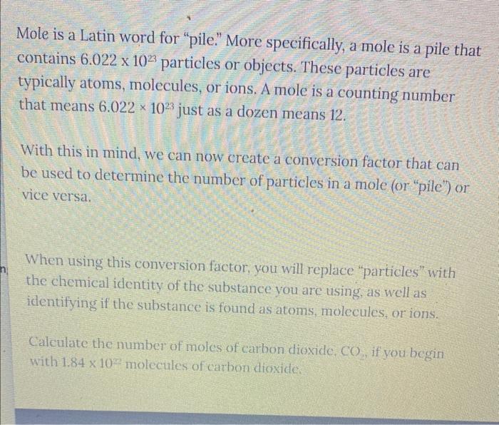 Solved Mole is a Latin word for "pile." More specifically, a | Chegg.com