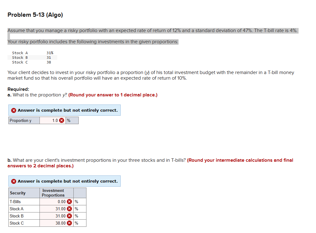 Solved Problem 5-13 (Algo)Assume that you manage a risky | Chegg.com