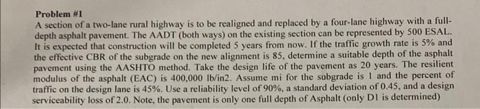 Solved Problem #1 A section of a two-lane rural highway is | Chegg.com