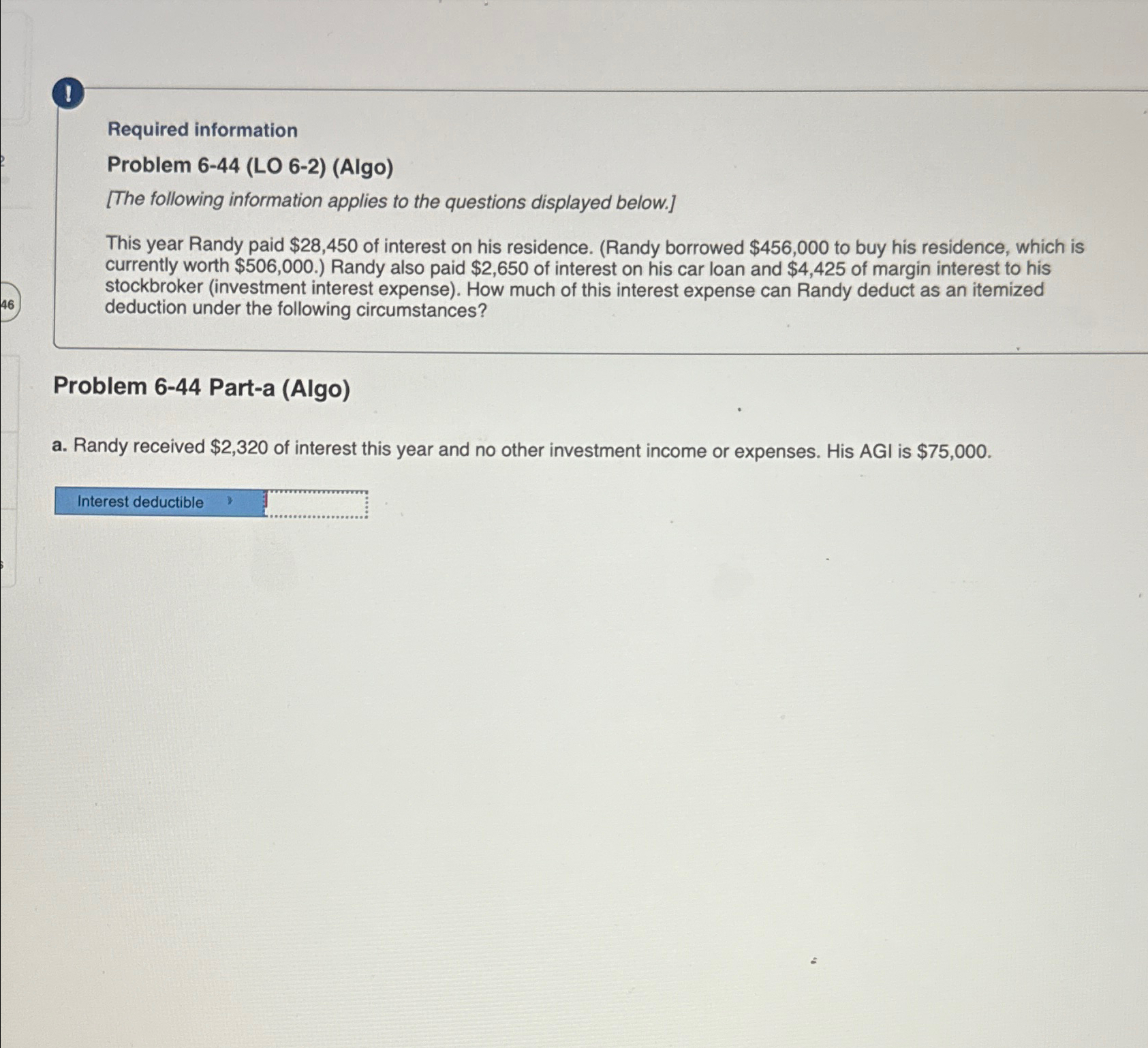 Solved 1Required informationProblem 6-44 (LO 6-2) (Algo)[The | Chegg.com
