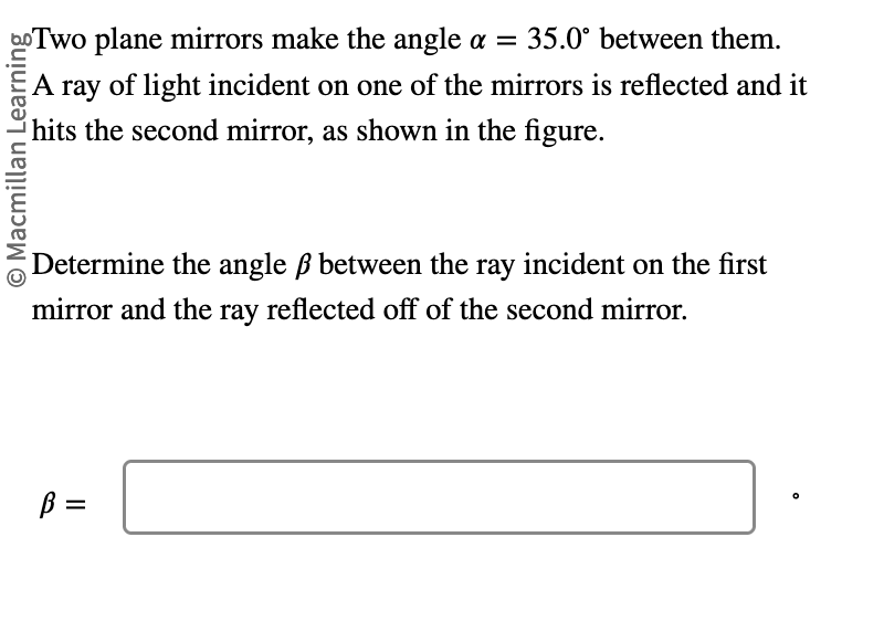 Solved A ray of light incident on one of the mirrors is | Chegg.com