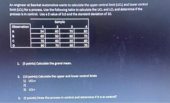 Solved An engineer at Bearkat Automotive wants to calculate | Chegg.com