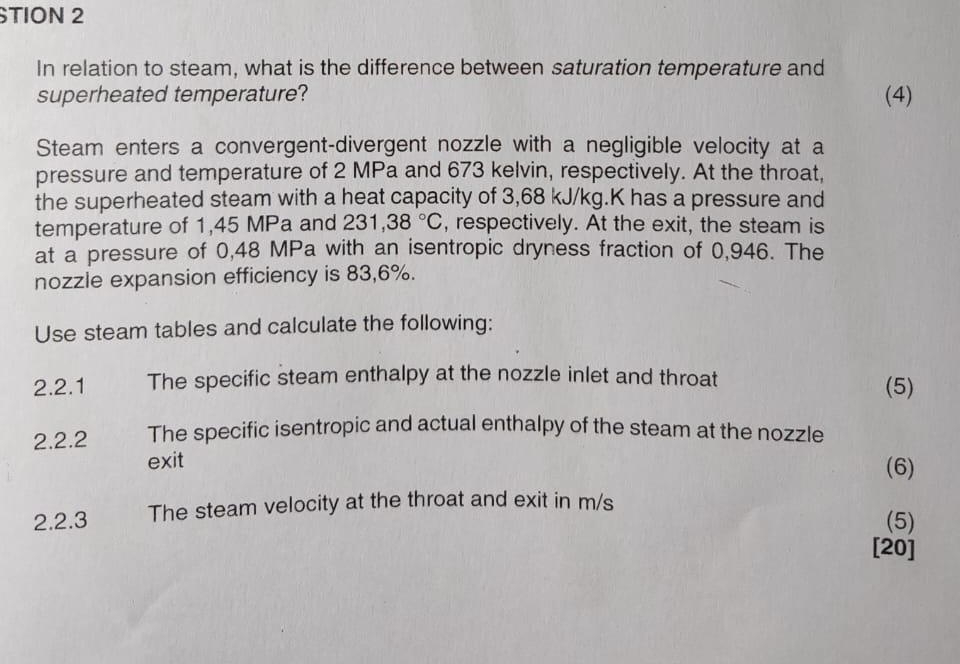 Solved STION 2In relation to steam, what is the difference | Chegg.com