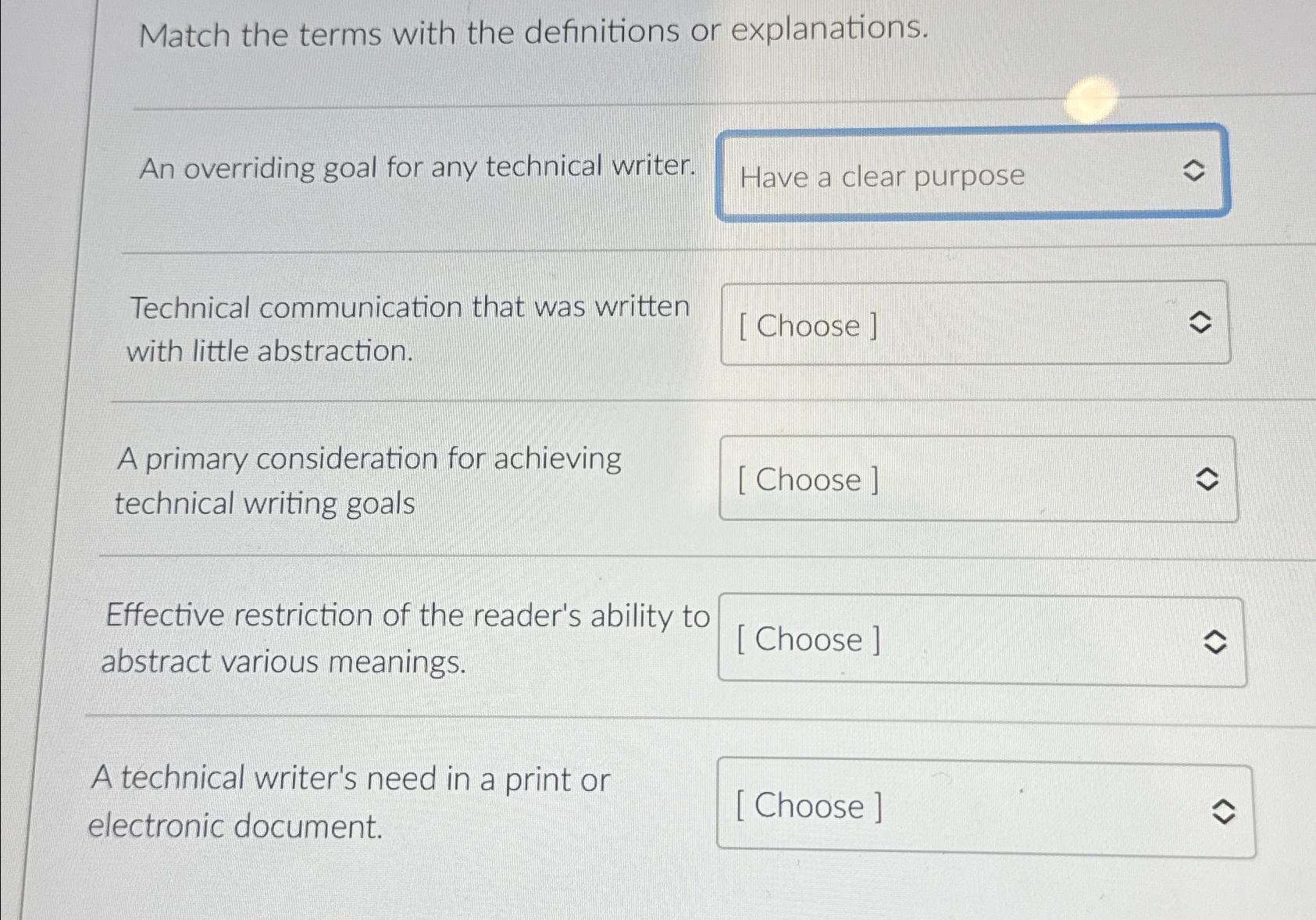 Solved Match the terms with the definitions or | Chegg.com