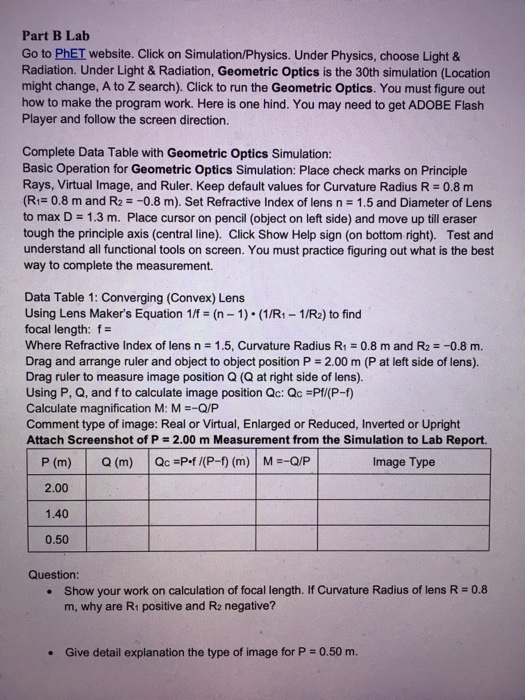Solved: Part B Lab Go To PhET Website. Click On Simulation... | Chegg.com