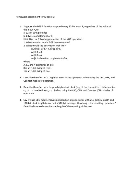 Solved Homework Assignment For Module 3 1 Suppose The Desf