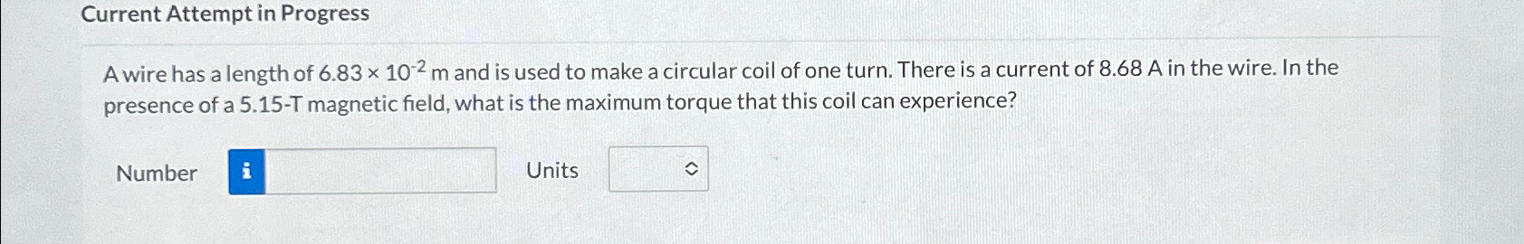Solved Current Attempt in ProgressA wire has a length of | Chegg.com