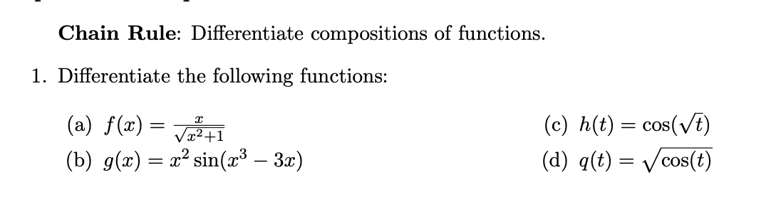 Solved Chain Rule: Differentiate compositions of | Chegg.com