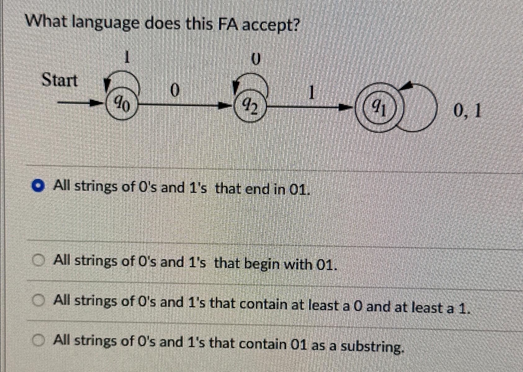 What language does this FA accept?All strings of 0 's | Chegg.com