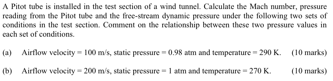 Solved A Pitot tube is ﻿installed in ﻿the test section of ﻿a | Chegg.com