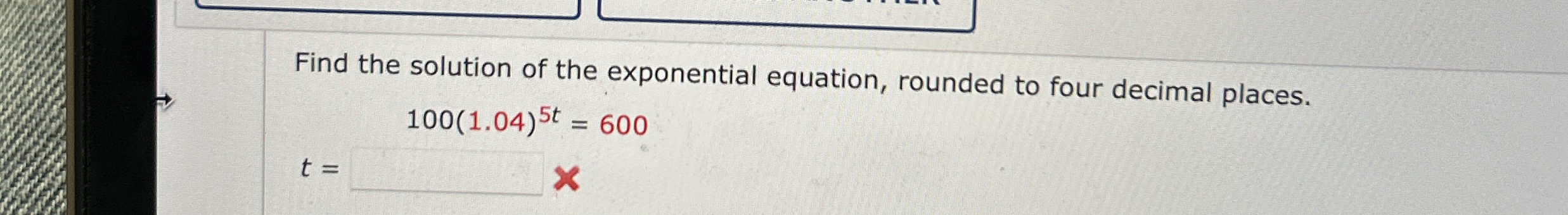Solved by an EXPERT Find the solution of the exponential equation ...