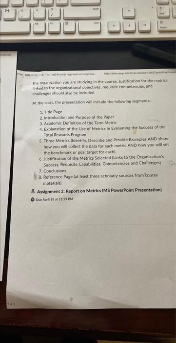 Aakgenen 2: Repert en Metrks MS Powerpolnt | Chegg.com