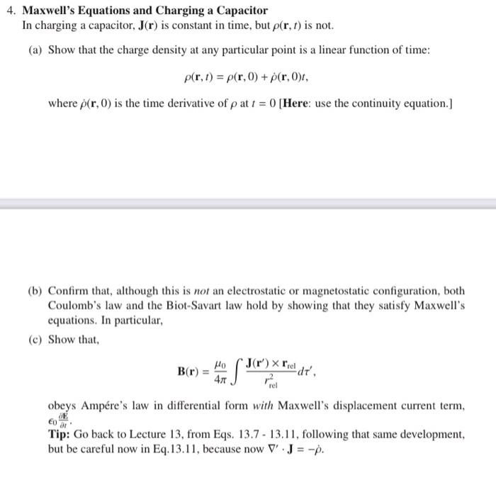 Solved 4. Maxwell's Equations and Charging a Capacitor In | Chegg.com
