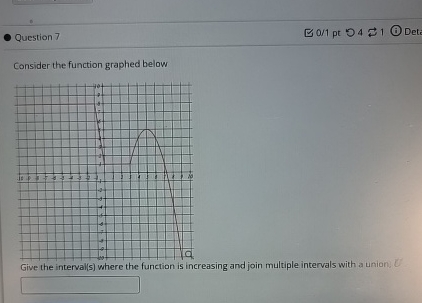 Solved Consider the function graphed belowGive the | Chegg.com