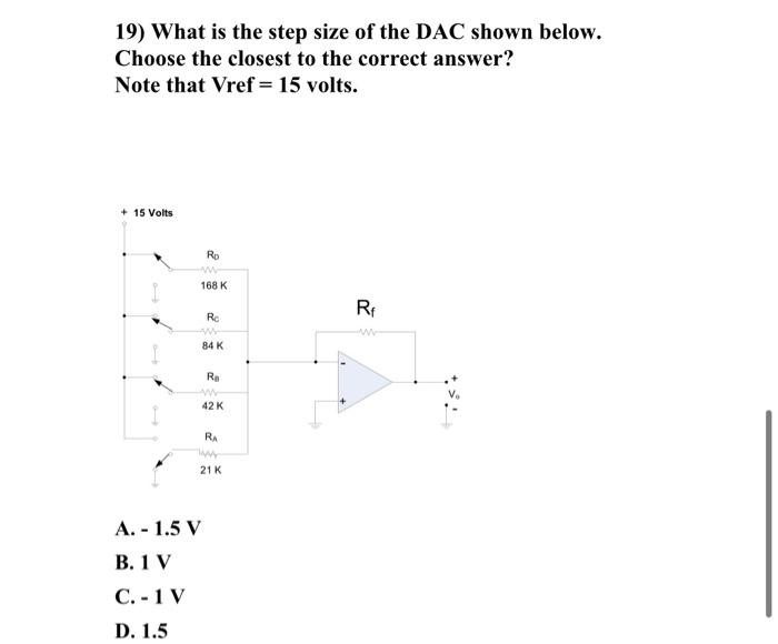 Solved 19) What is the step size of the DAC shown below. | Chegg.com