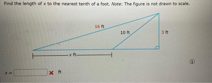 Solved Find the length of x to the nearest tenth of a foot. | Chegg.com