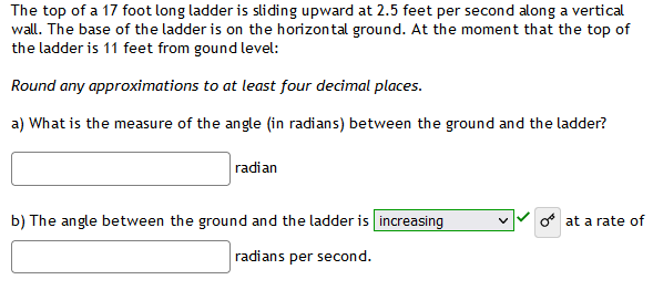 Solved The top of a 17 ﻿foot long ladder is sliding upward | Chegg.com