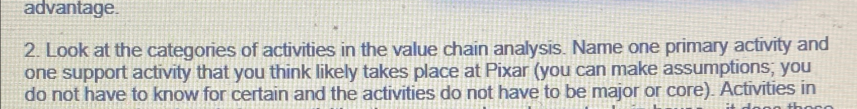 Solved Look at the categories of activities in the value | Chegg.com