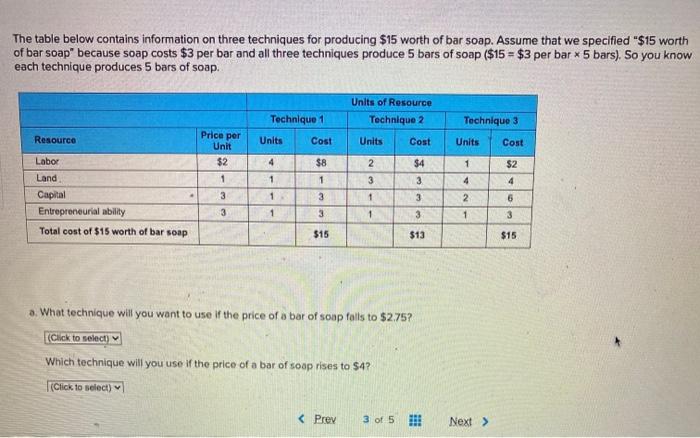 Solved The table below contains information on three | Chegg.com