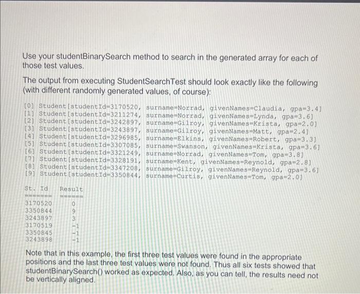 Solved Searching Student Records The file Student.java is | Chegg.com