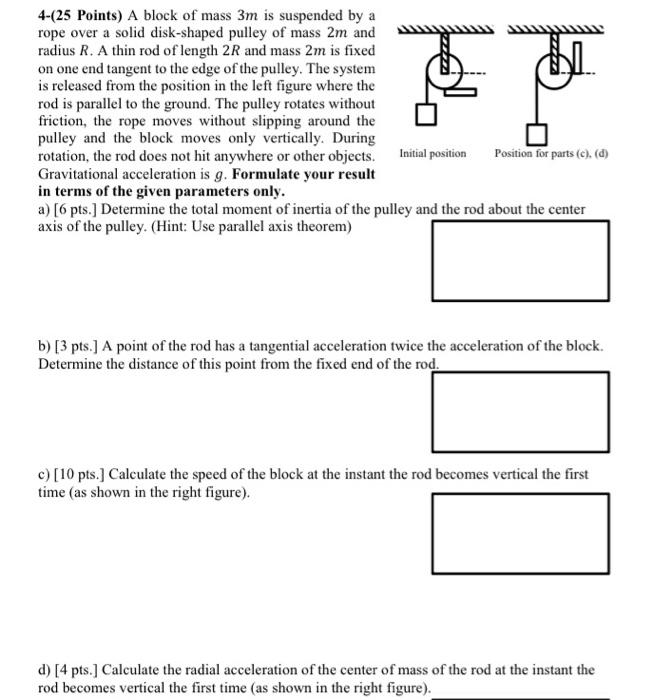 Solved 4-(25 Points) A block of mass 3 m is suspended by a | Chegg.com