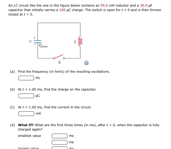 Solved An LC circuit like the one in the figure below | Chegg.com