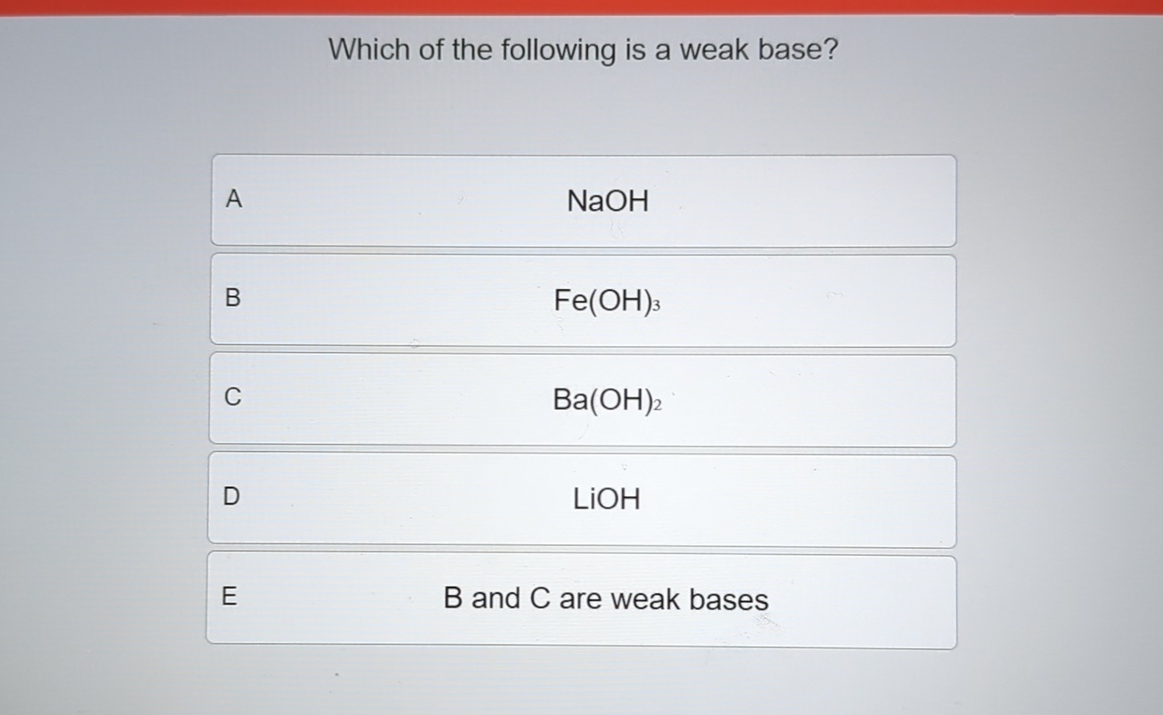 Solved Which of the following is a weak | Chegg.com