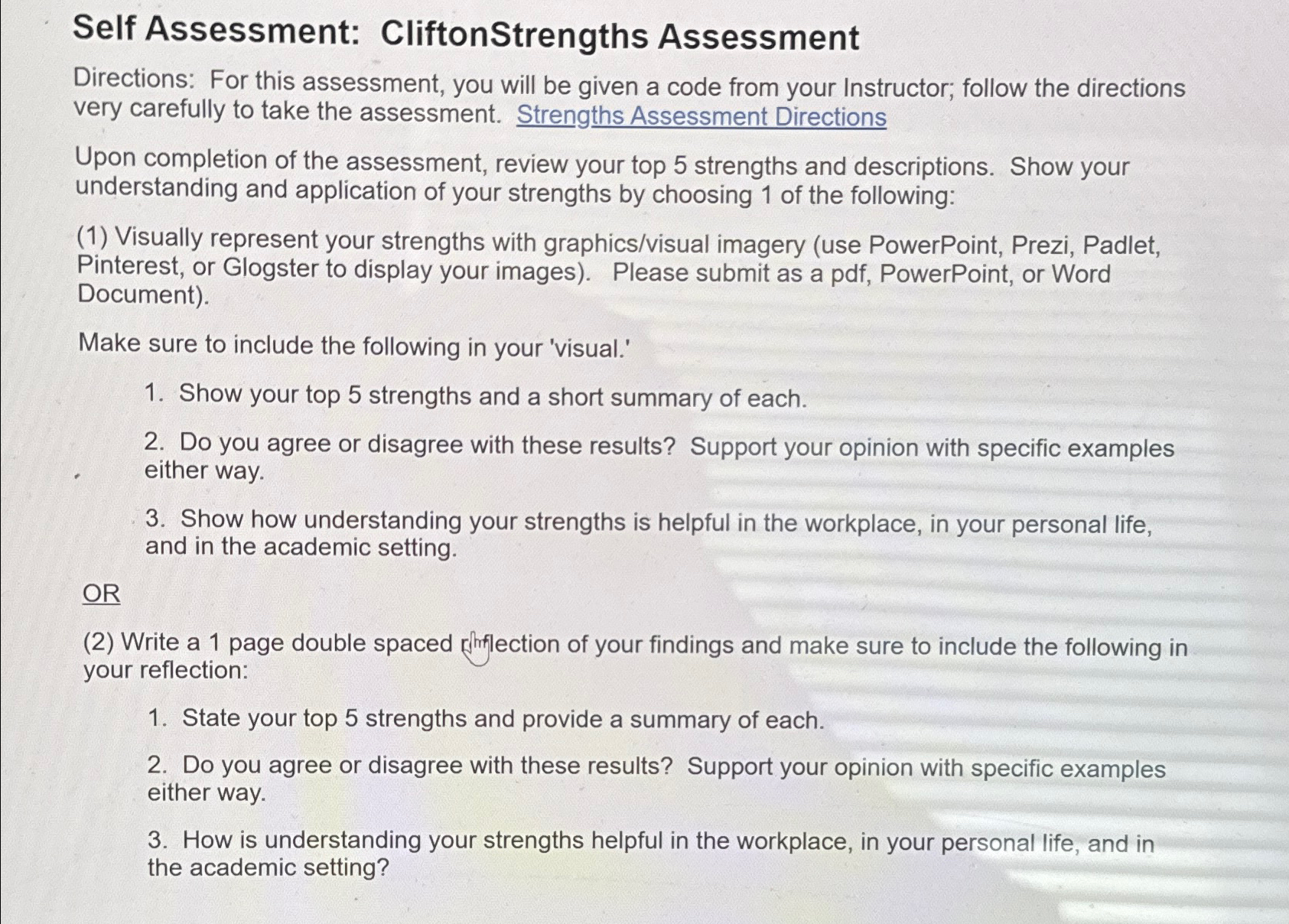 Solved Self Assessment: CliftonStrengths | Chegg.com