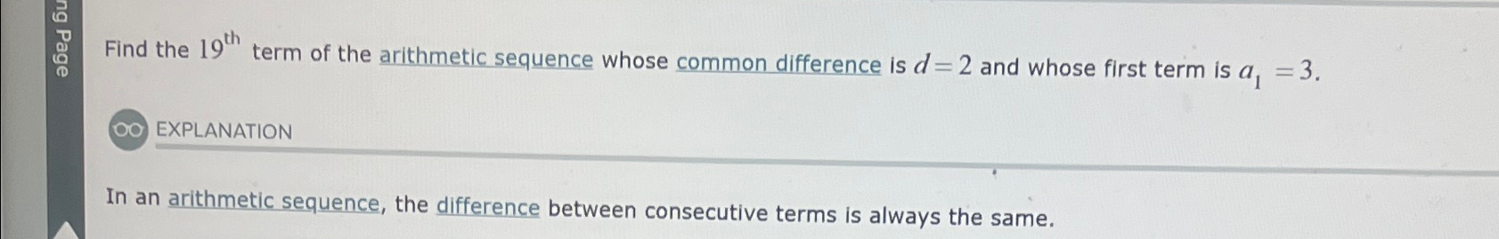 Solved Find the 19th ﻿term of the arithmetic sequence whose | Chegg.com