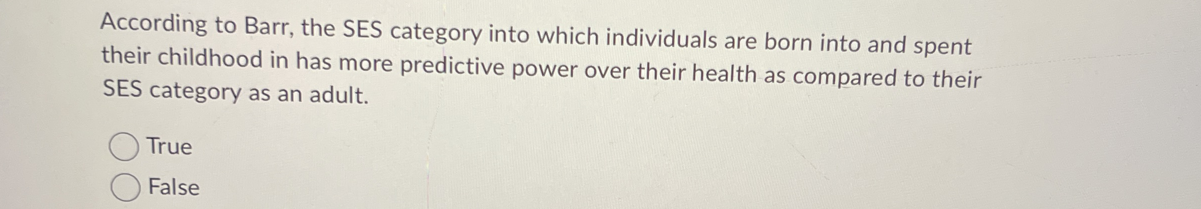 Solved According to Barr, the SES category into which | Chegg.com