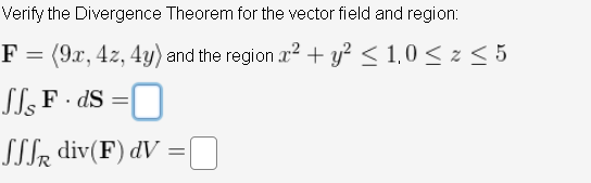 Solved Verify the Divergence Theorem for the vector field | Chegg.com
